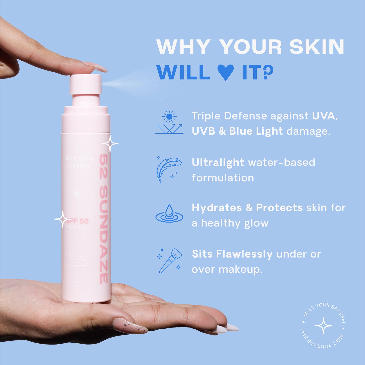 Clear Glow SPF 50 Mist with Rosewater